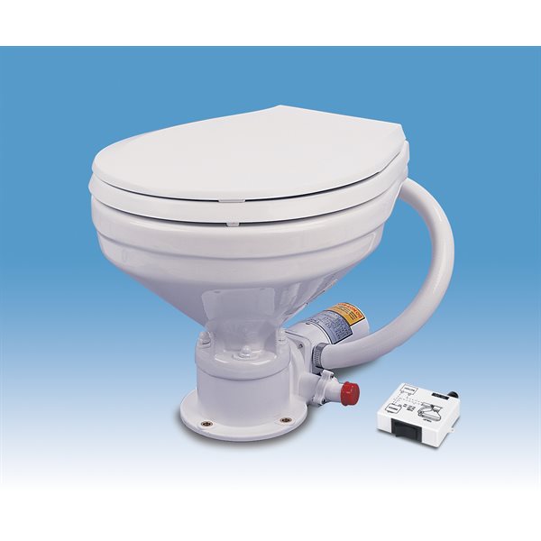 electric marine toilet with large bowl & deluxe plastic seat & cover ...